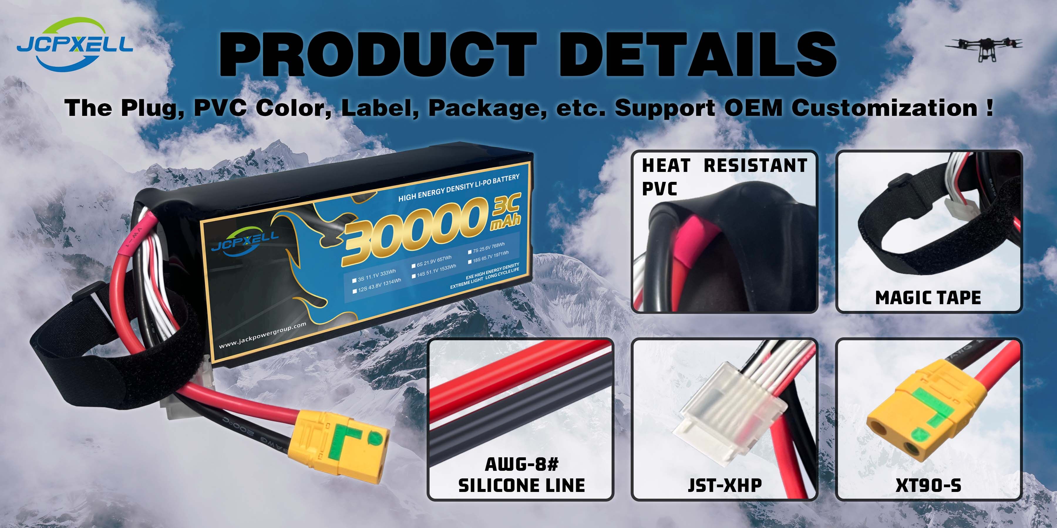 Supplier 30000mah 6s1p 21.9v Drone Battery Extra High Energy Semi-solid ...