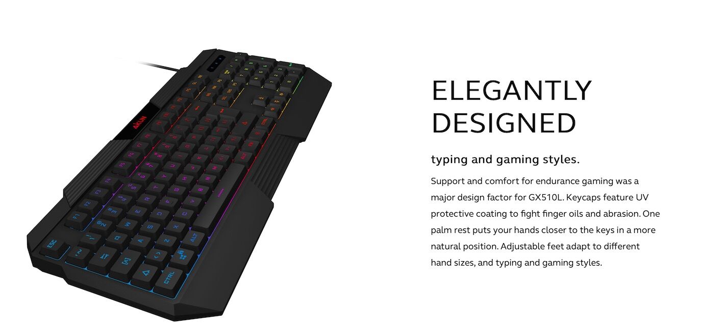 Gx510l7-rgb Wired Gaming Keyboard, Rubber Dome Backlit Gaming Keyboard ...