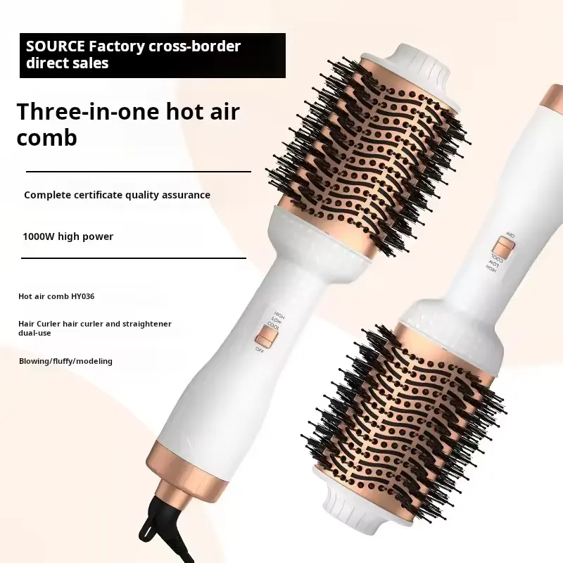 White Gold Hot Air Comb With Ionic Technology - Ceramic Bristles For ...
