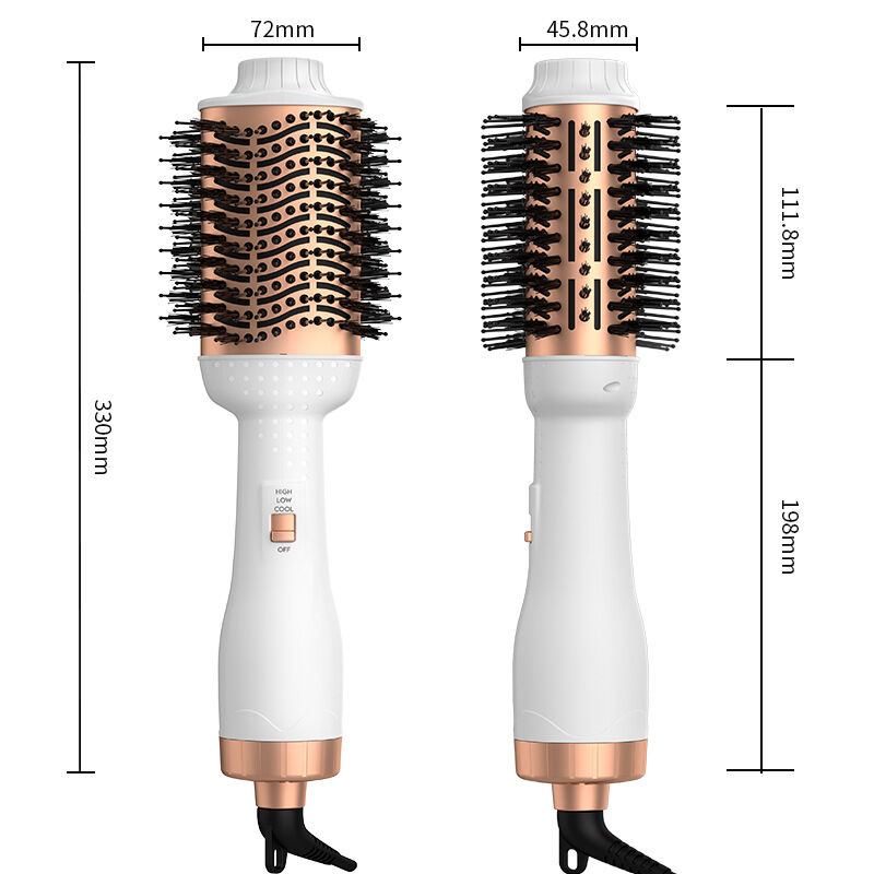 White Gold Hot Air Comb With Ionic Technology - Ceramic Bristles For ...