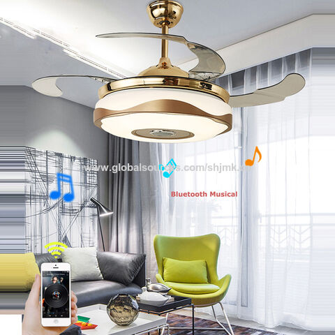 Enclosed Ceiling Fan With Light Smart RGB Ceiling Fan With Bluetooth ...