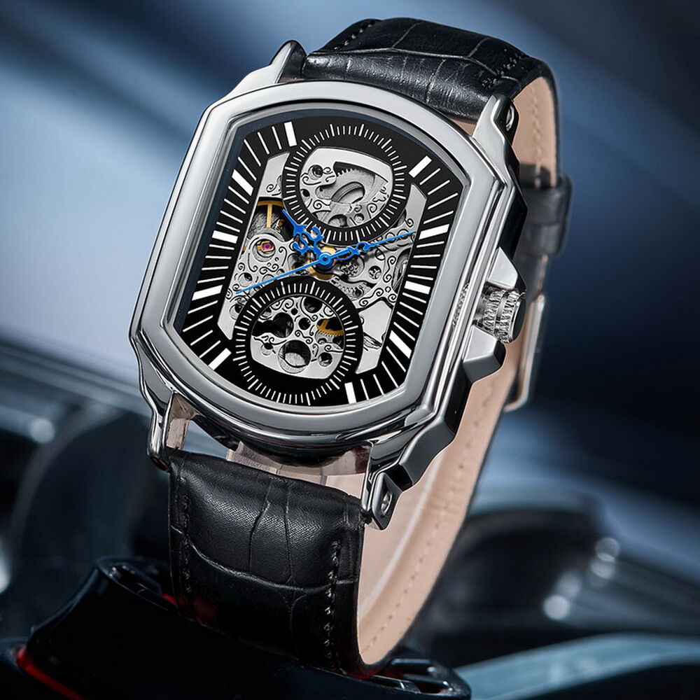 Fashion Men Watches Automatic Mechanical Watch Skeleton Sport Clock ...
