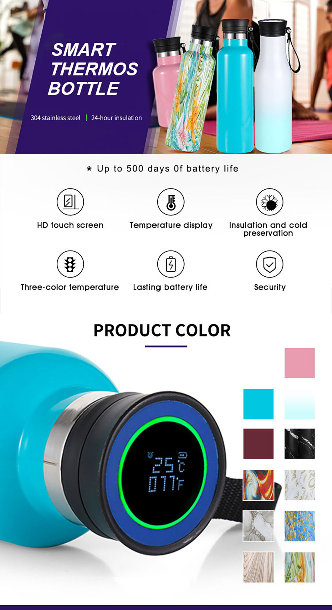 Everich Odm Temperature Display Smart Thermos Bottles Food Austenitic ...