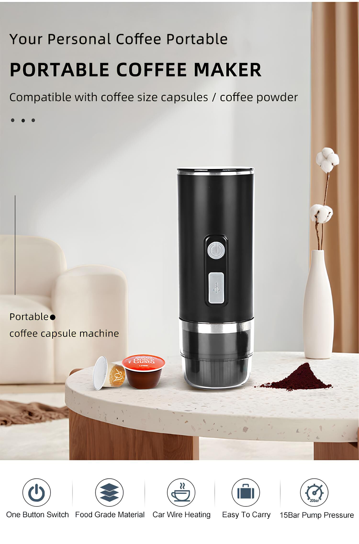 Portable Fully Automatic Espresso Capsule Coffee Machine For Outdoor ...