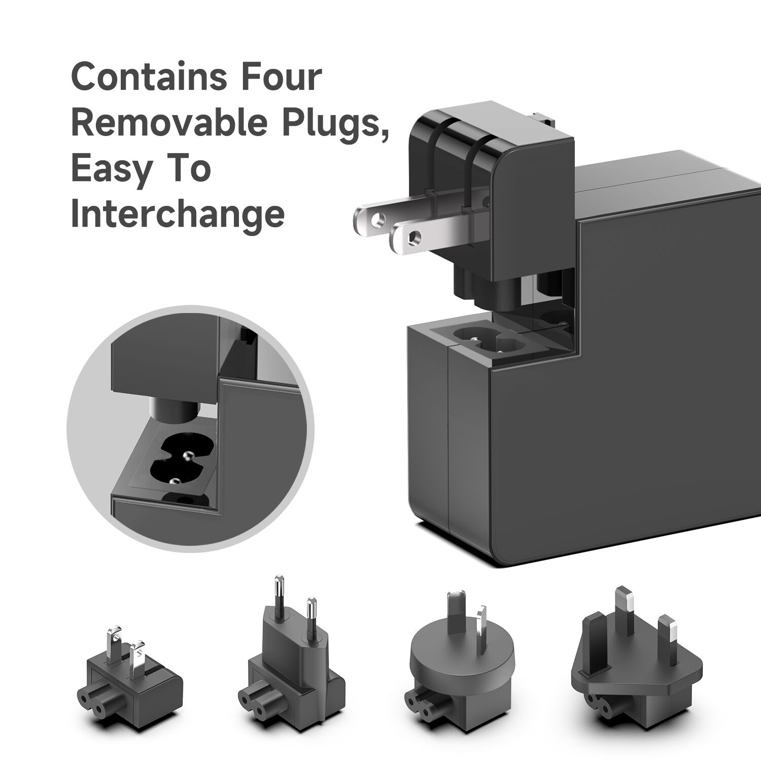 5-20v Pd45w Usb C Pd Wall Charger With Interchangeable Plug For Poe ...