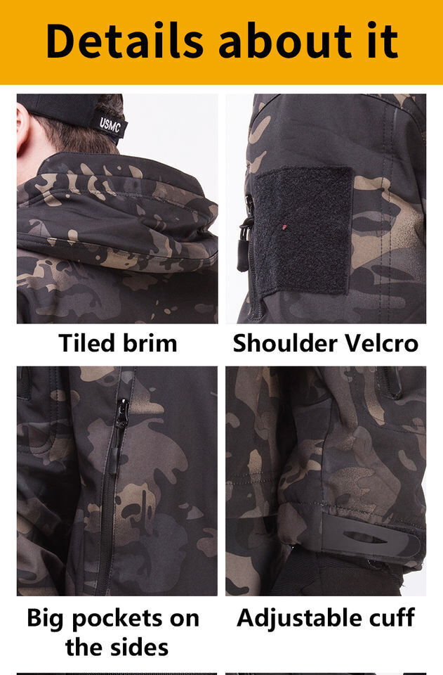 Breathable Waterproof Outdoor Soft Shell Fleece Jacket Camouflage ...