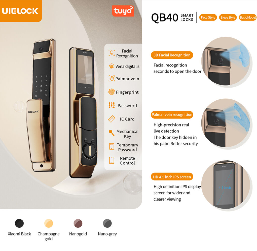 Uielock Qb40 Real Time Intercom Palm Vein Recognition Intelligent Tuya Wifi Outdoor Front Smart ...