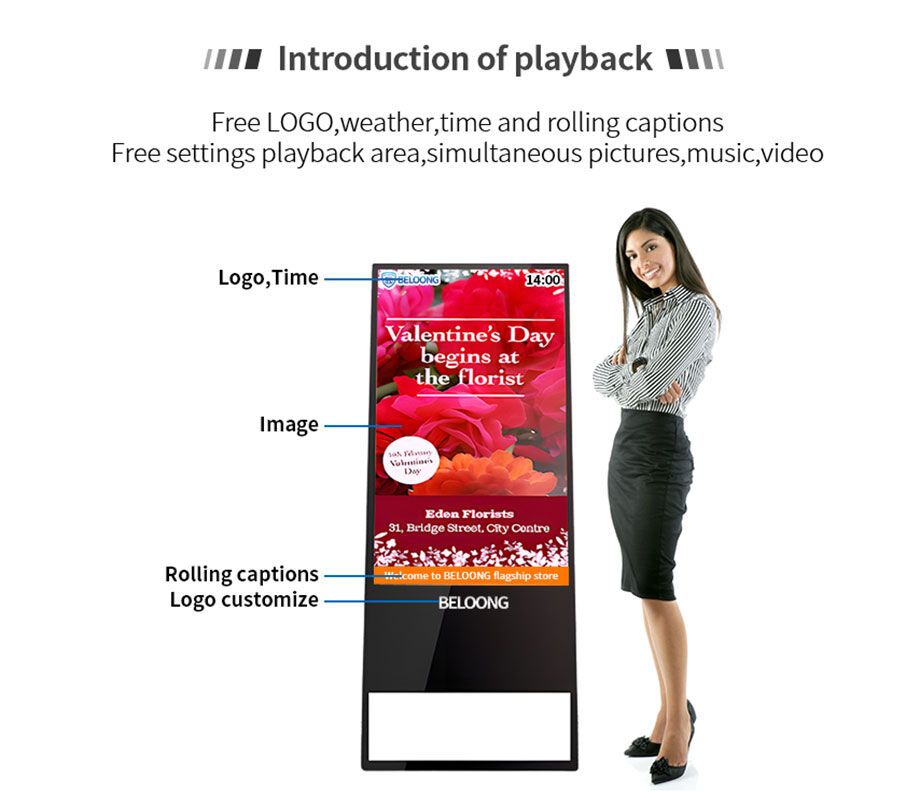 Layar Lcd Berdiri Lantai Untuk Iklan Digital Dalam Ruangan Portabel ...