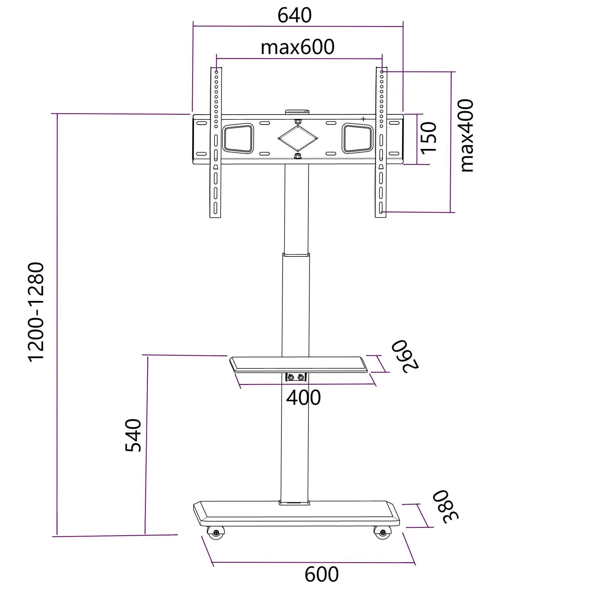Mobile Tv Trolley Cart 32''-65'' Screen Share 360 Rotating Tv Stand On ...