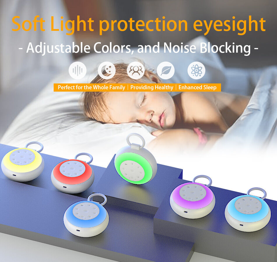 White Noise Sleep Monitor With Warm Light Night Light, Natural Sound ...