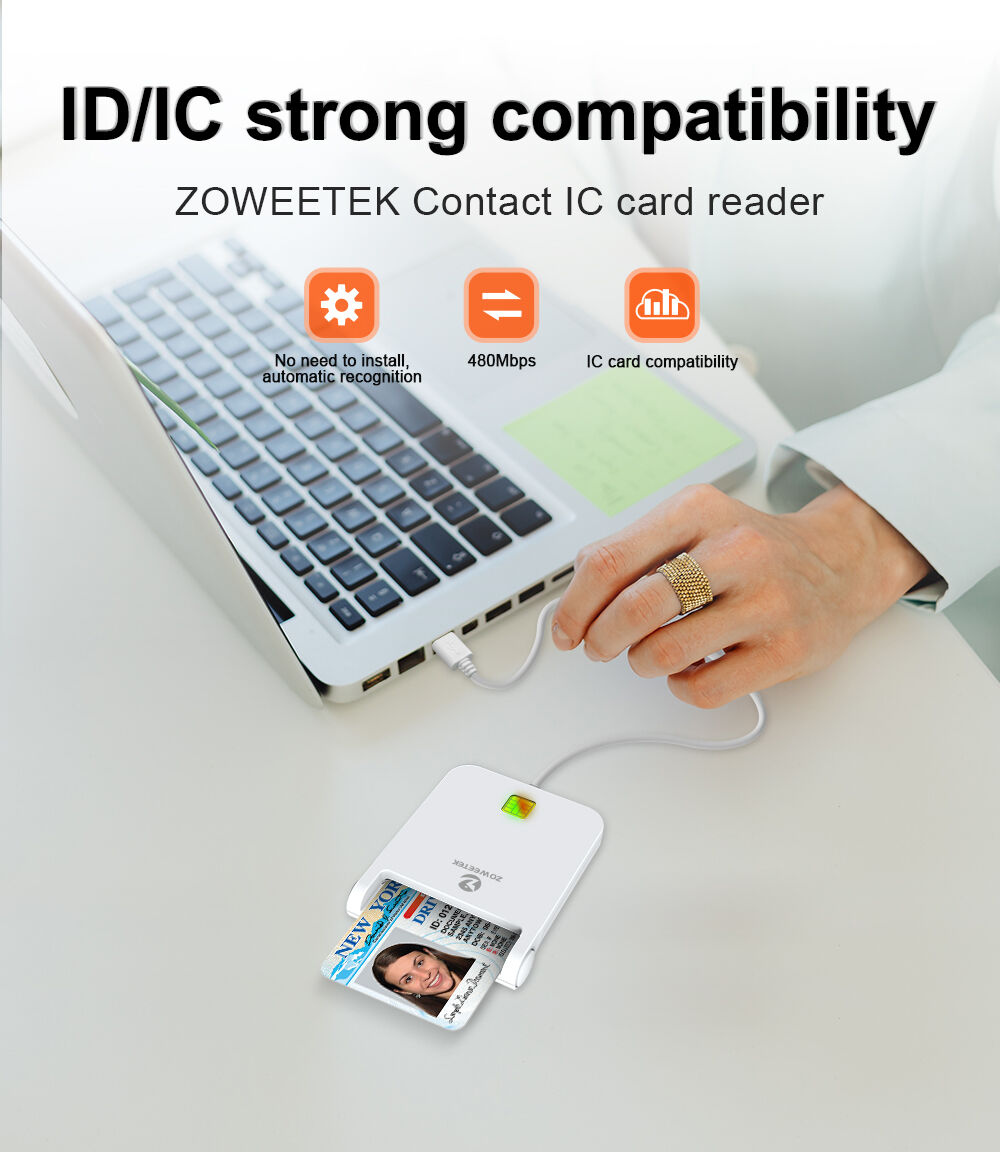 Zoweetek 12026-8 Usb/type-c Smart Chip Card Reader Iso 7816 Emv Reader ...