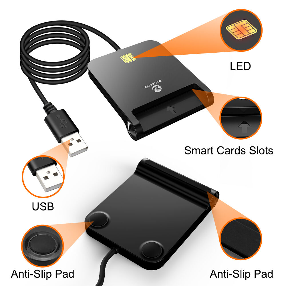 Zoweetek 12026-8 Usb/type-c Smart Chip Card Reader Iso 7816 Emv Reader ...