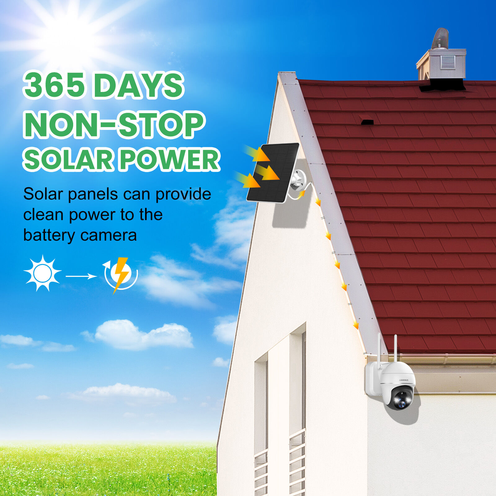6w Adjustable Solar Outdoor Monitoring Surveillance Camera Security ...