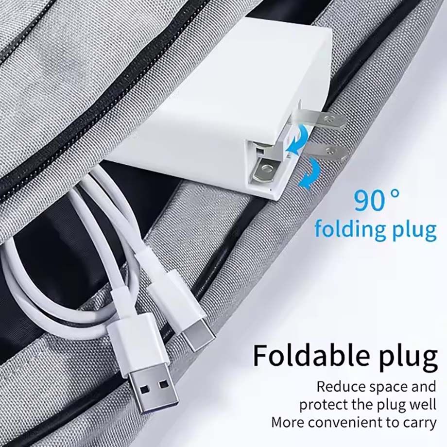 65w Gan 2*usb-c+usb-a Foldable Fast Charger 3 In 1 High Power Wall ...