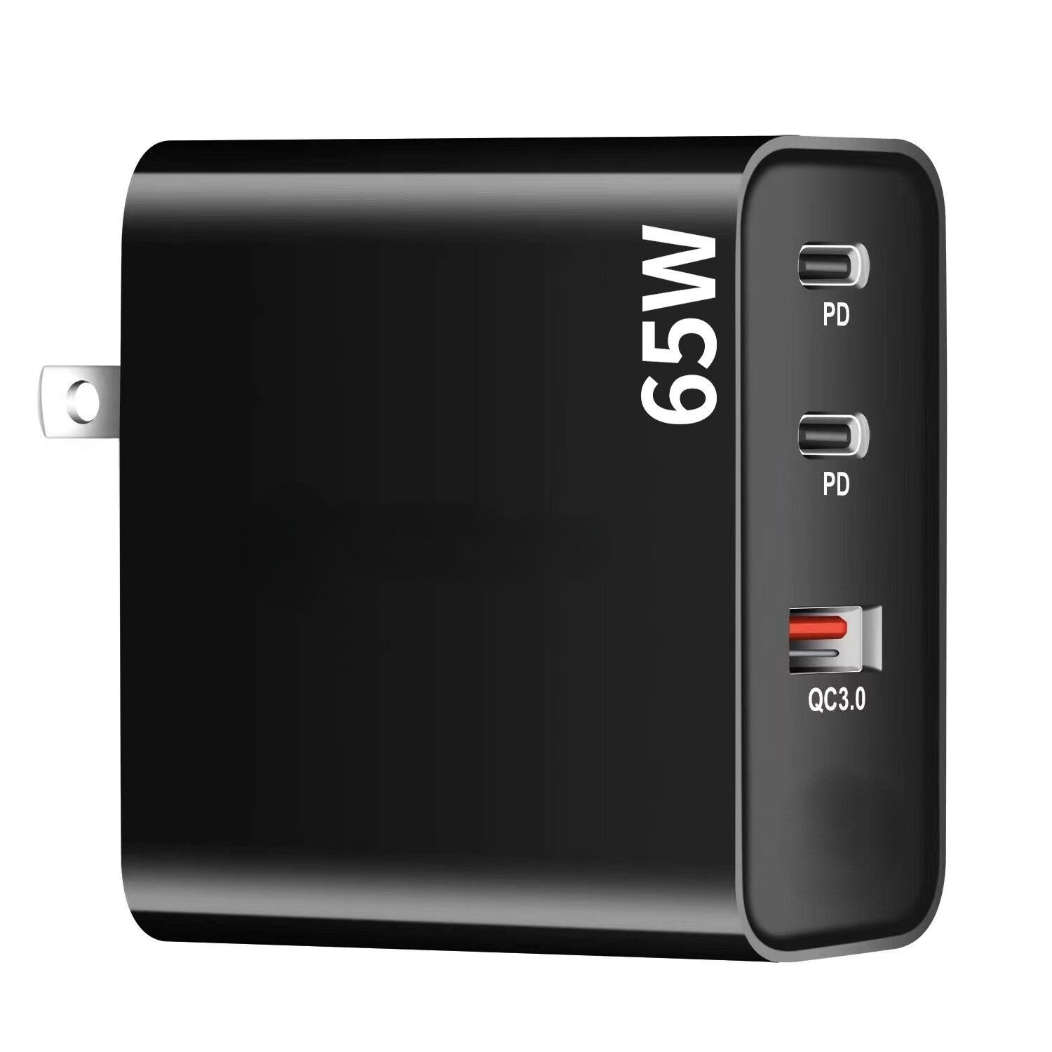 65w Gan 2*usb-c+usb-a Foldable Fast Charger 3 In 1 High Power Wall ...