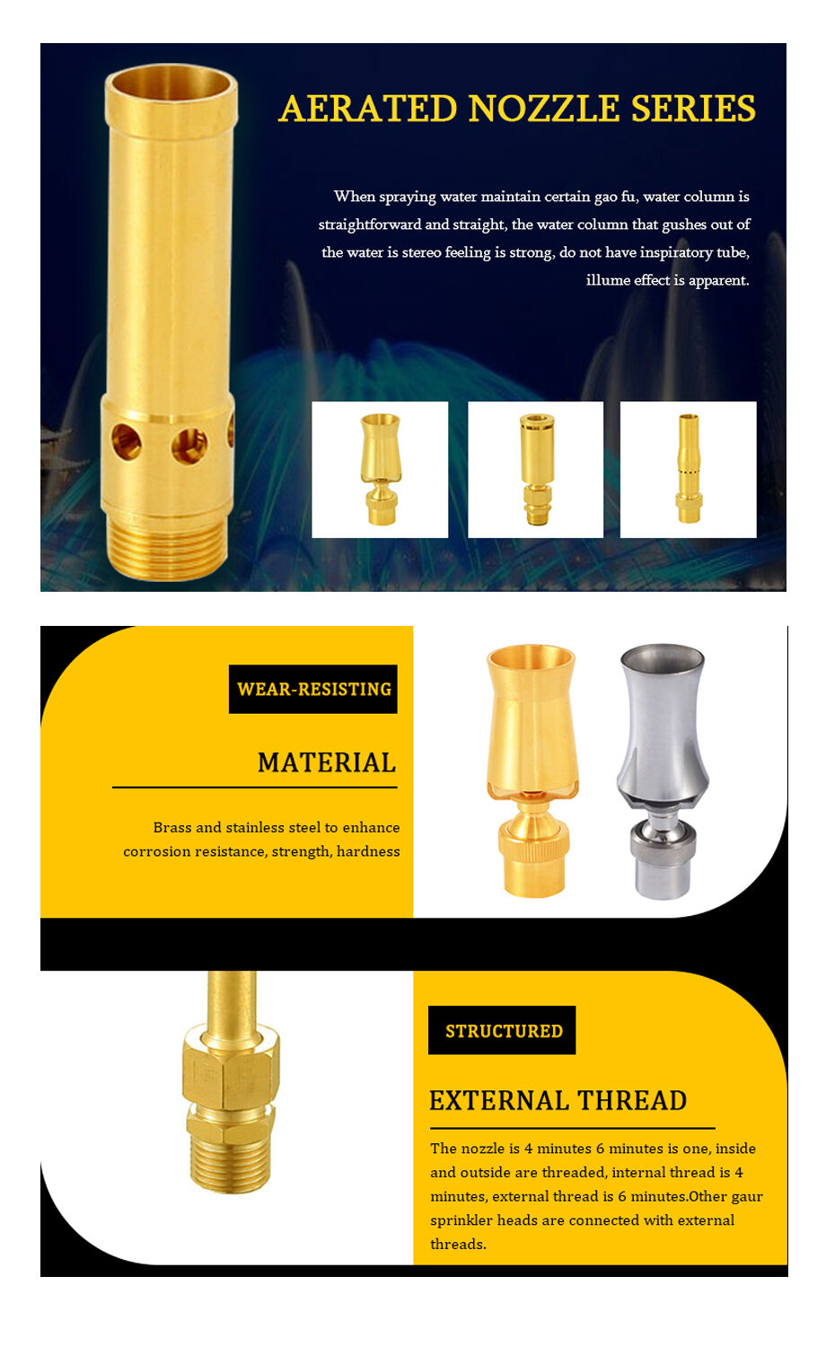 Customized Brass & Copper Garden Sprayer & Foaming Jet Fountain Nozzle ...