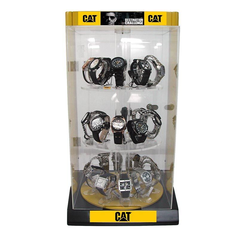 Custom Pop Watch Display Stand With C-rings Cat Watch Display Case ...