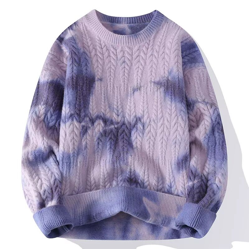 Tie Dye Fancy Pattern Heavy Gauge Casual Sweater, Tie Dye Pullover ...