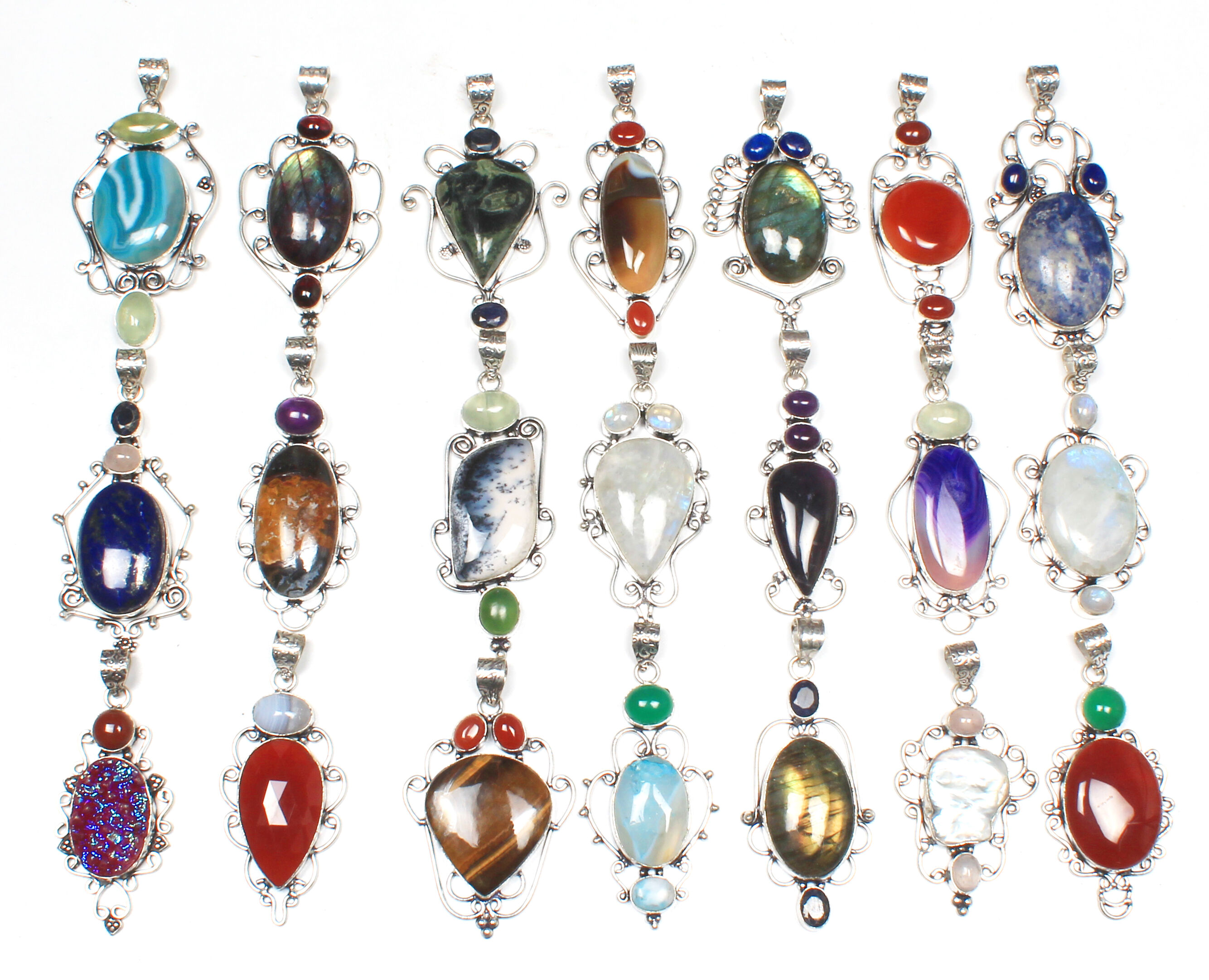 Natural Multi Crystal Pendants Necklace Assorted Gemstone Handmade ...