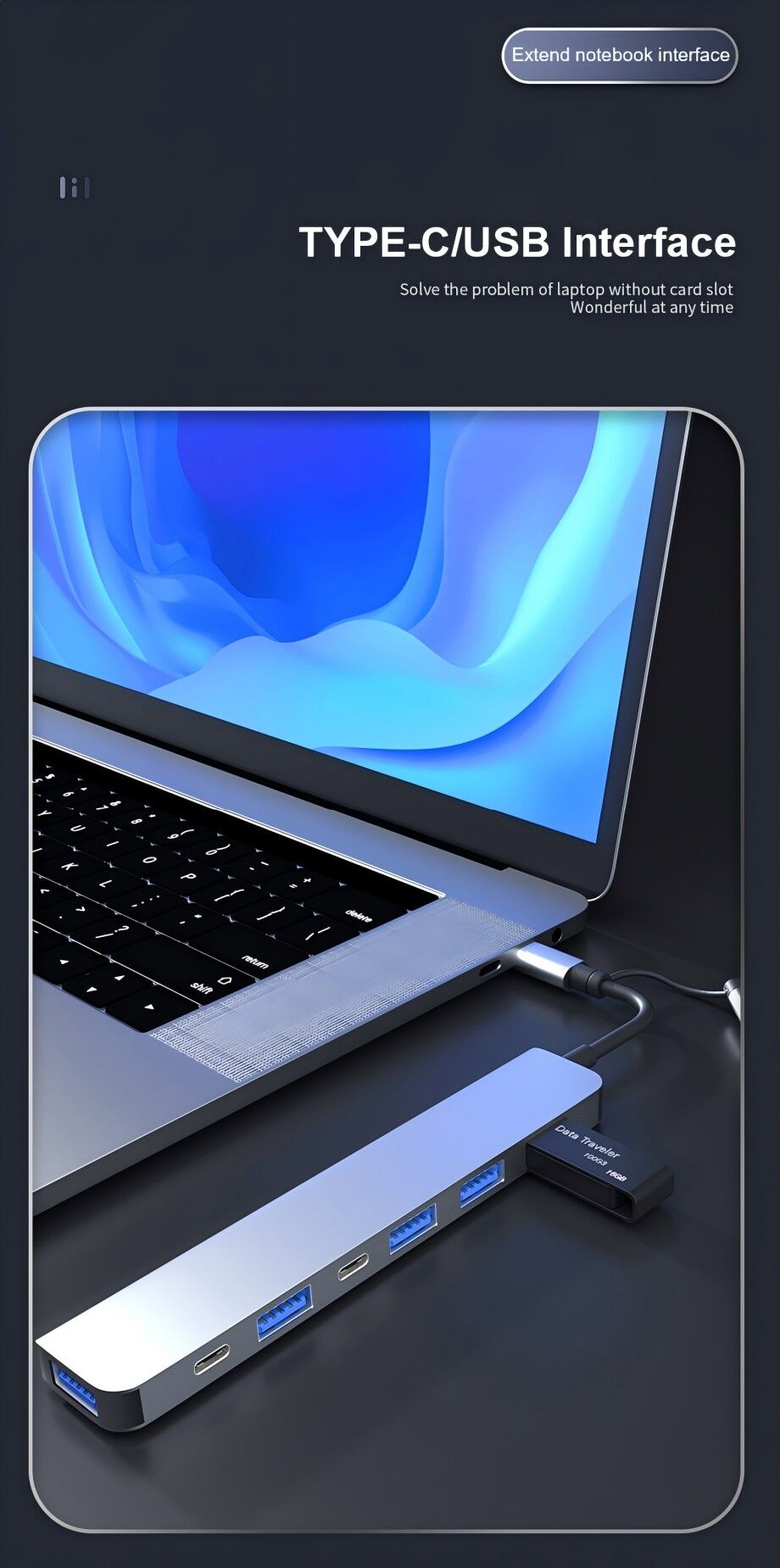 8 In 1 Usb Hub Dual Head Type C Usb Multi Port Usb 3.0 Adapter For ...