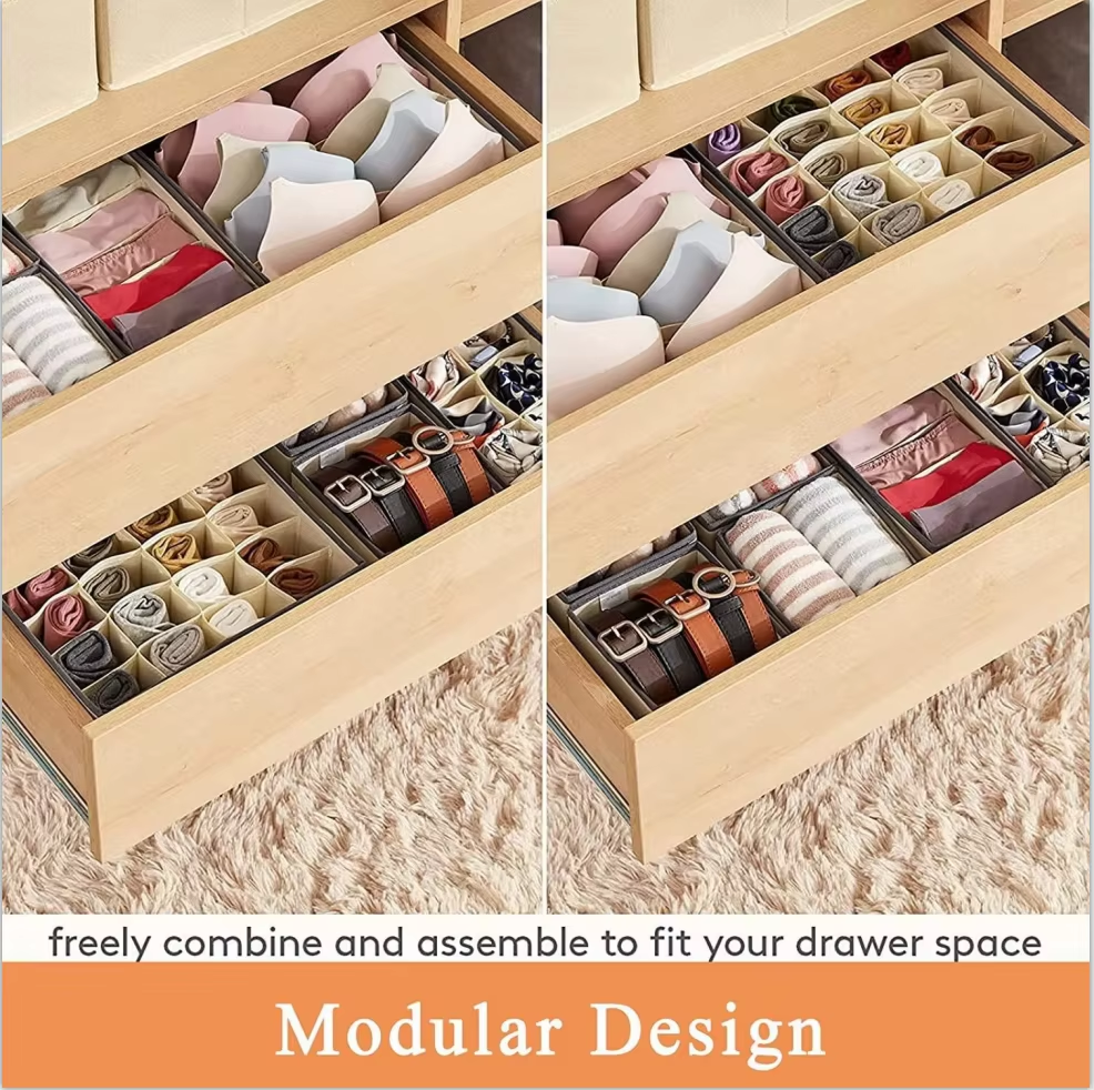 Nonwoven Split Storage Box Wardrobe Drawer Lattice Underwear Socks ...