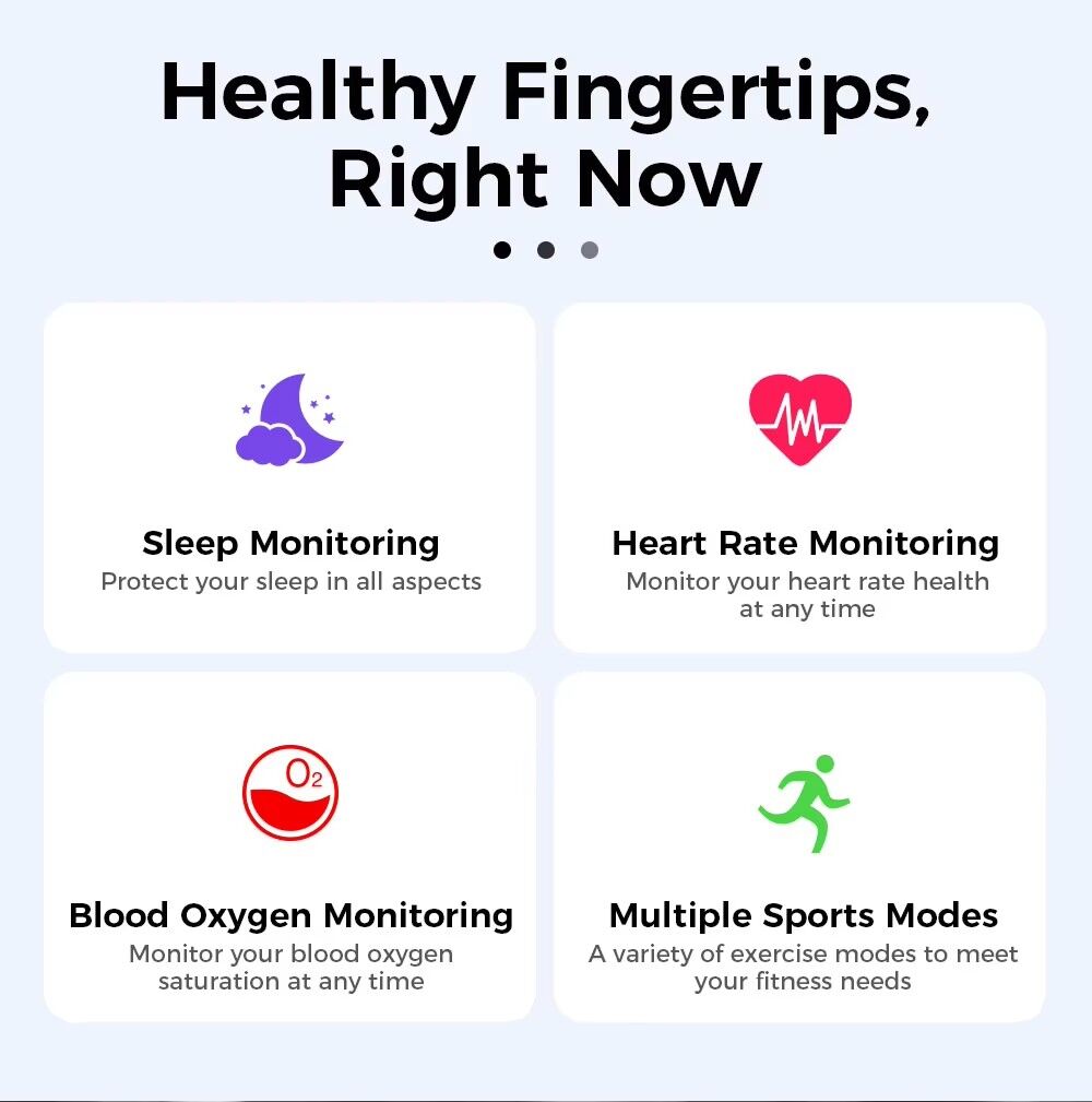 Smart Finger Ring Health Tracker Heart Rate Blood Oxygen Monitoring ...