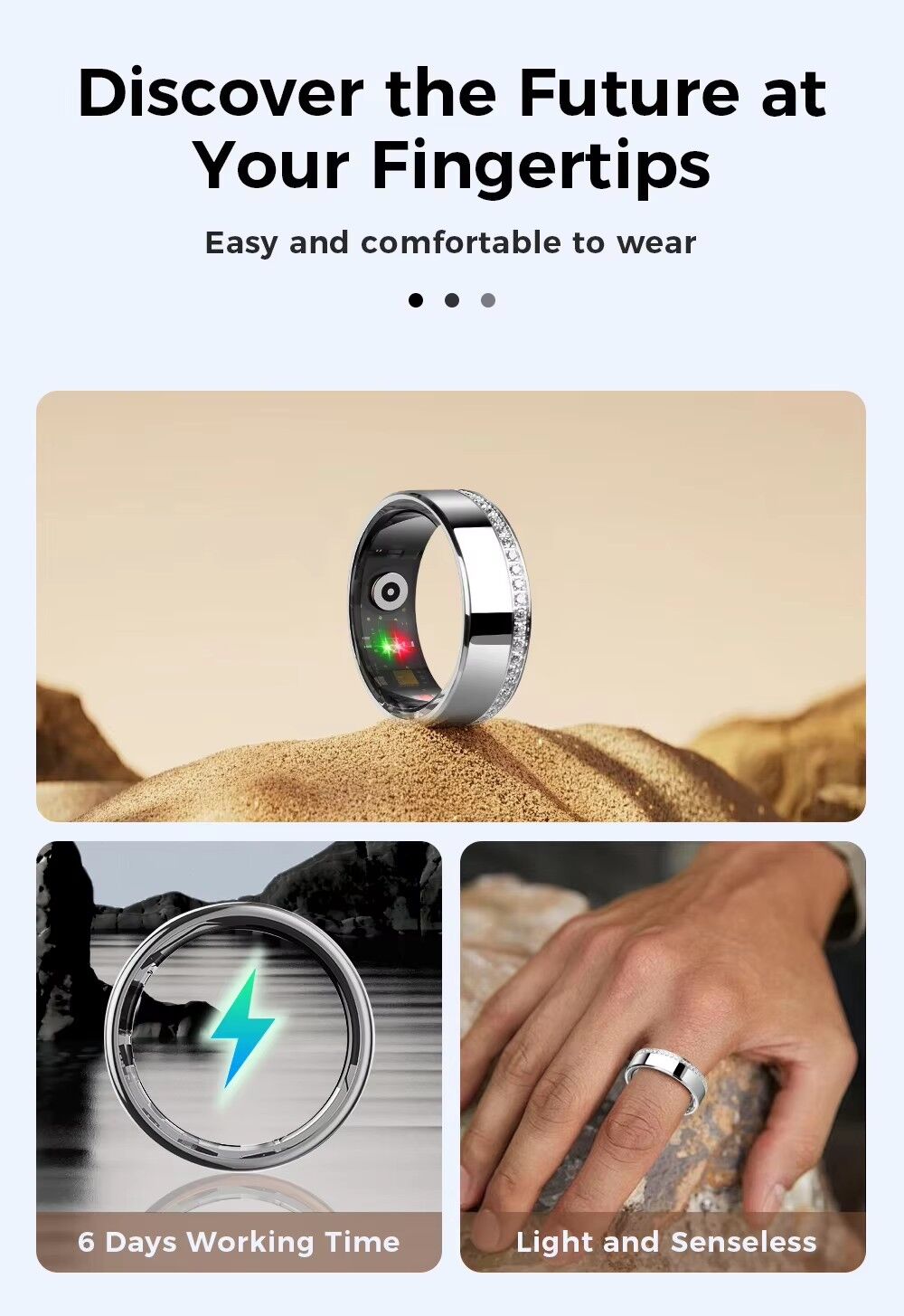 Max Smart Health Rings Fashion Custom Black Android Smart Ring For Men ...