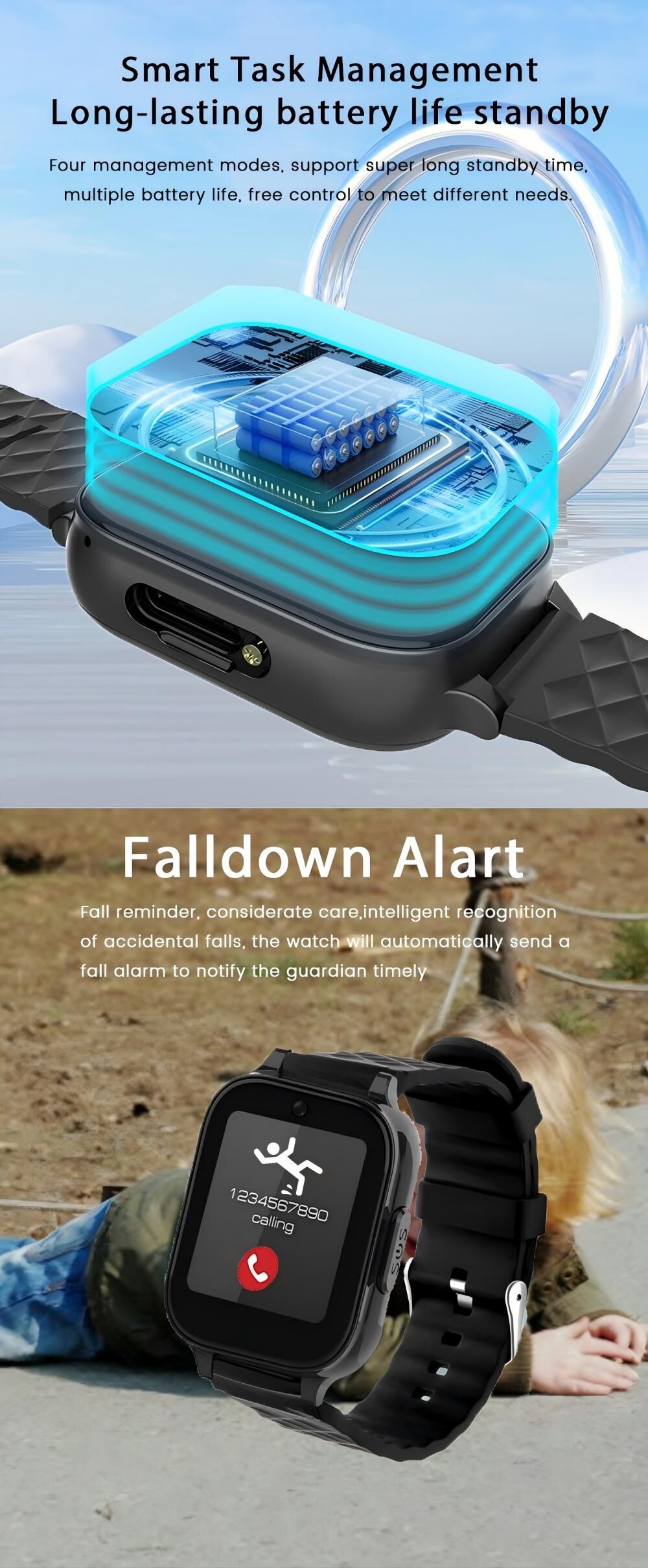 2024 Sos Call Alarm Clock Gps Tracker Pedometer History Tracking Elder Smartwatch Elderly Smart ...