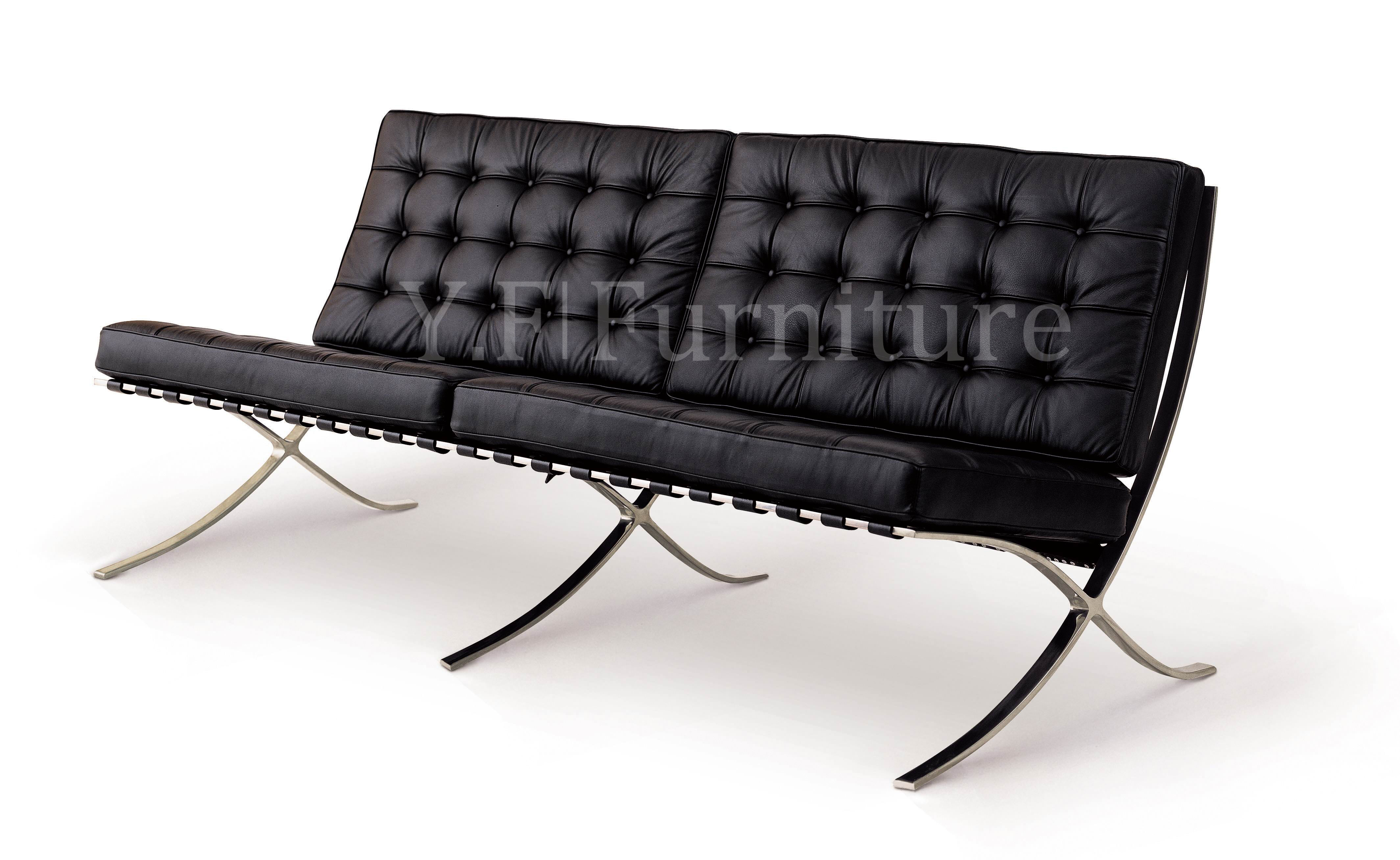 Wholesale Solid Stainless Steel Frame Italian Leather Three Seater ...