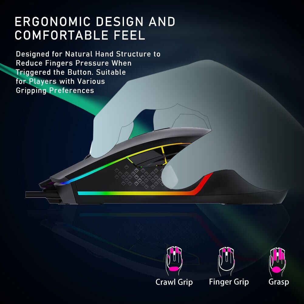 Aula F805 Gaming Mouse 6400 Dpi Marco Programmable Rgb Backlight 7 ...