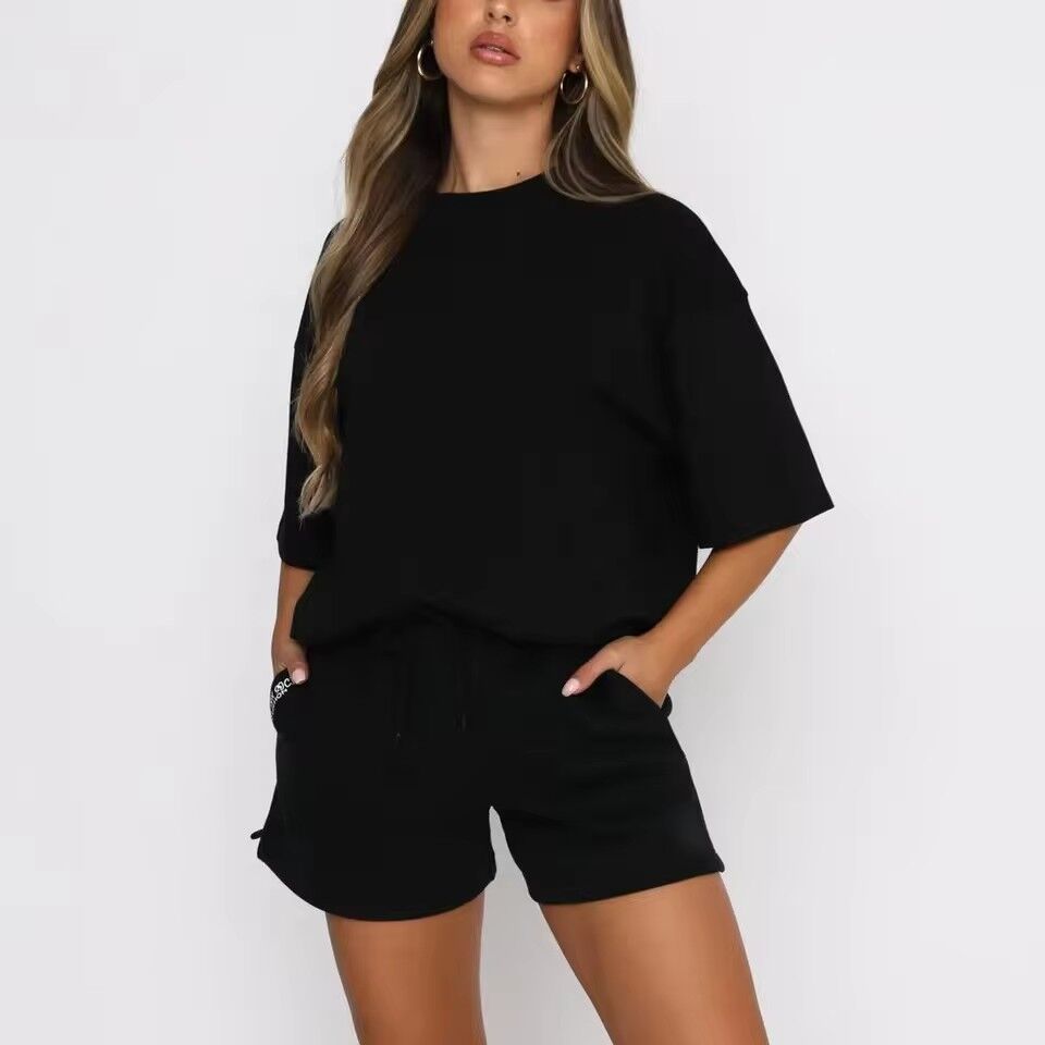 Custom Private Label Oversized Tshirt Biker Shorts Set 2 Piece Set ...