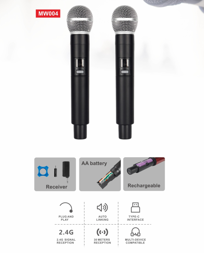 Single Karaoke 2.4g Microphone Outdoor Wireless Microphone Long ...