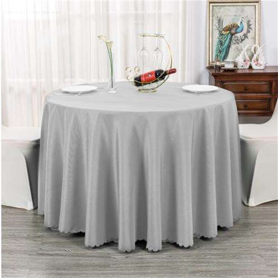 Mu Luxury White 132 Inch Round Tablecloth Banquet Polyester Fabric ...