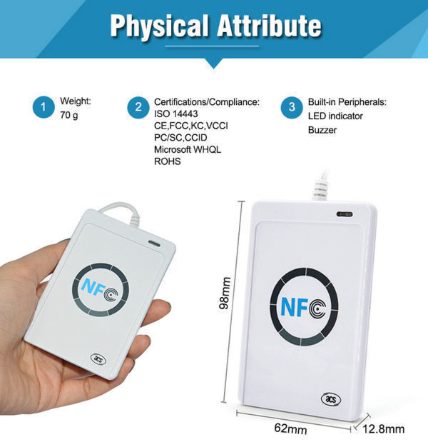 13.56 Mhz Rfid Nfc Contactless Electronic Smart Card Reader Writer For ...