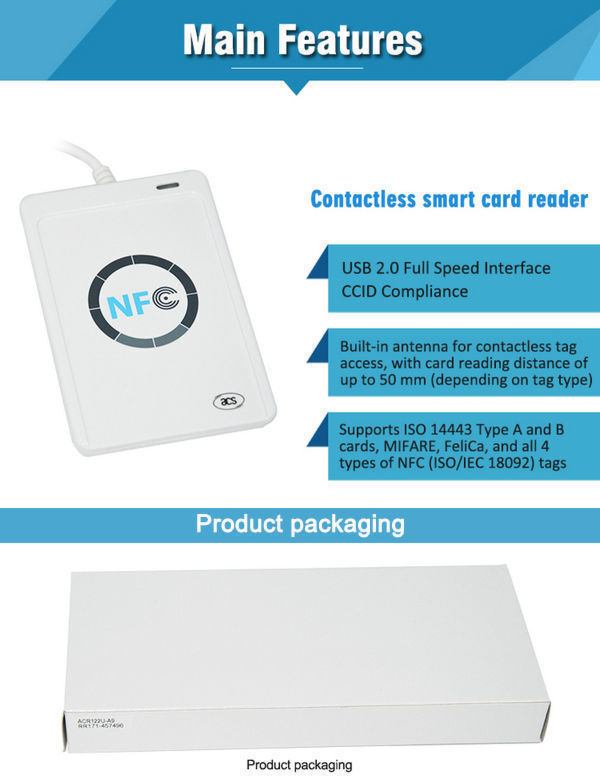 13.56 Mhz Rfid Nfc Contactless Electronic Smart Card Reader Writer For ...