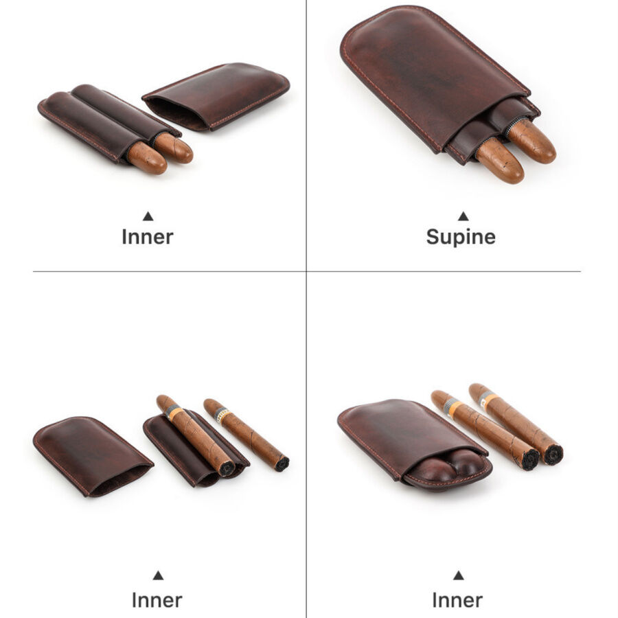 Buy China Wholesale Genuine Real Top Grain Brown Leather Cigar Case ...