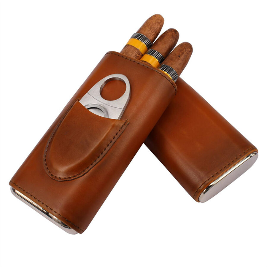 Buy China Wholesale Genuine Real Top Grain Brown Leather Cigar Case ...