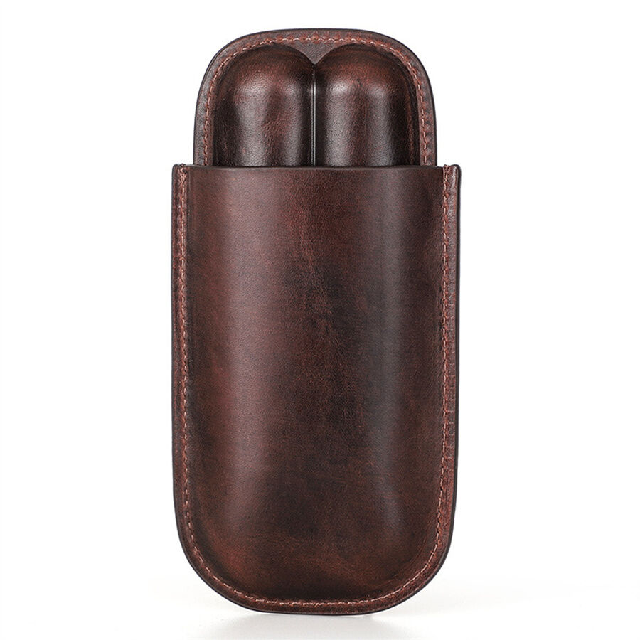 Buy China Wholesale Genuine Real Top Grain Brown Leather Cigar Case ...