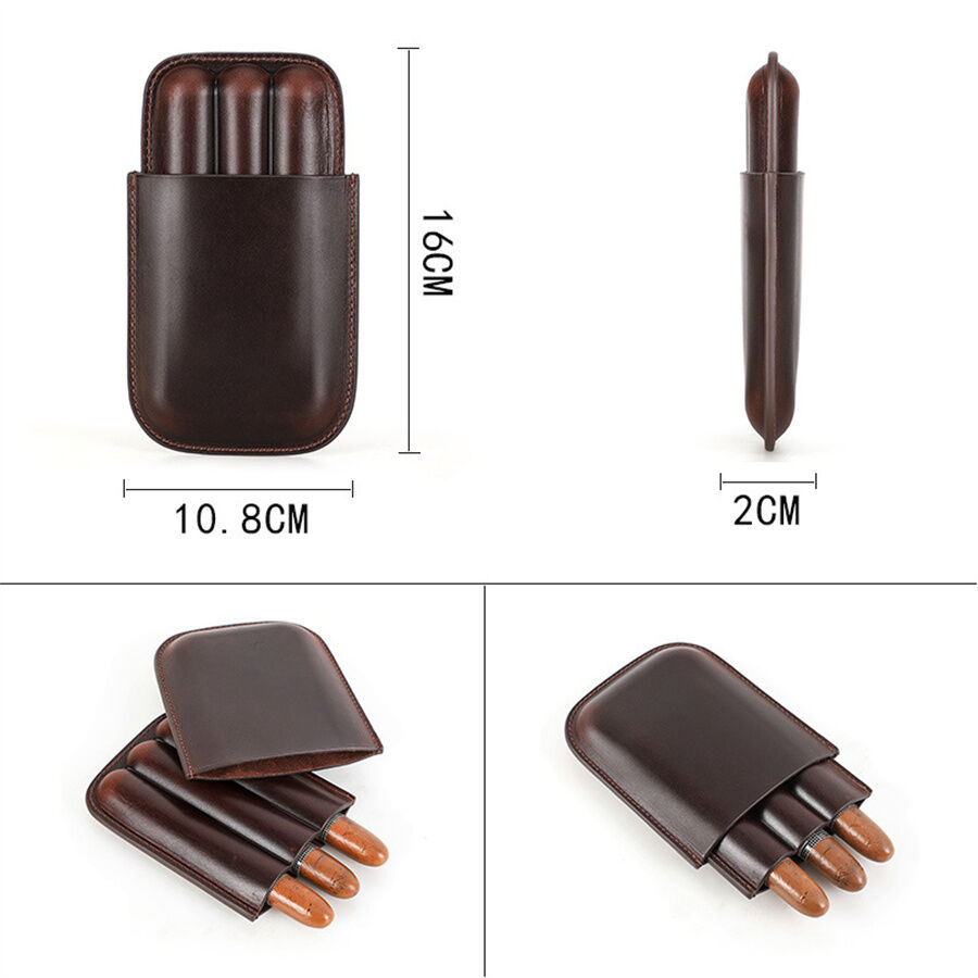 Buy China Wholesale Genuine Real Top Grain Brown Leather Cigar Case ...