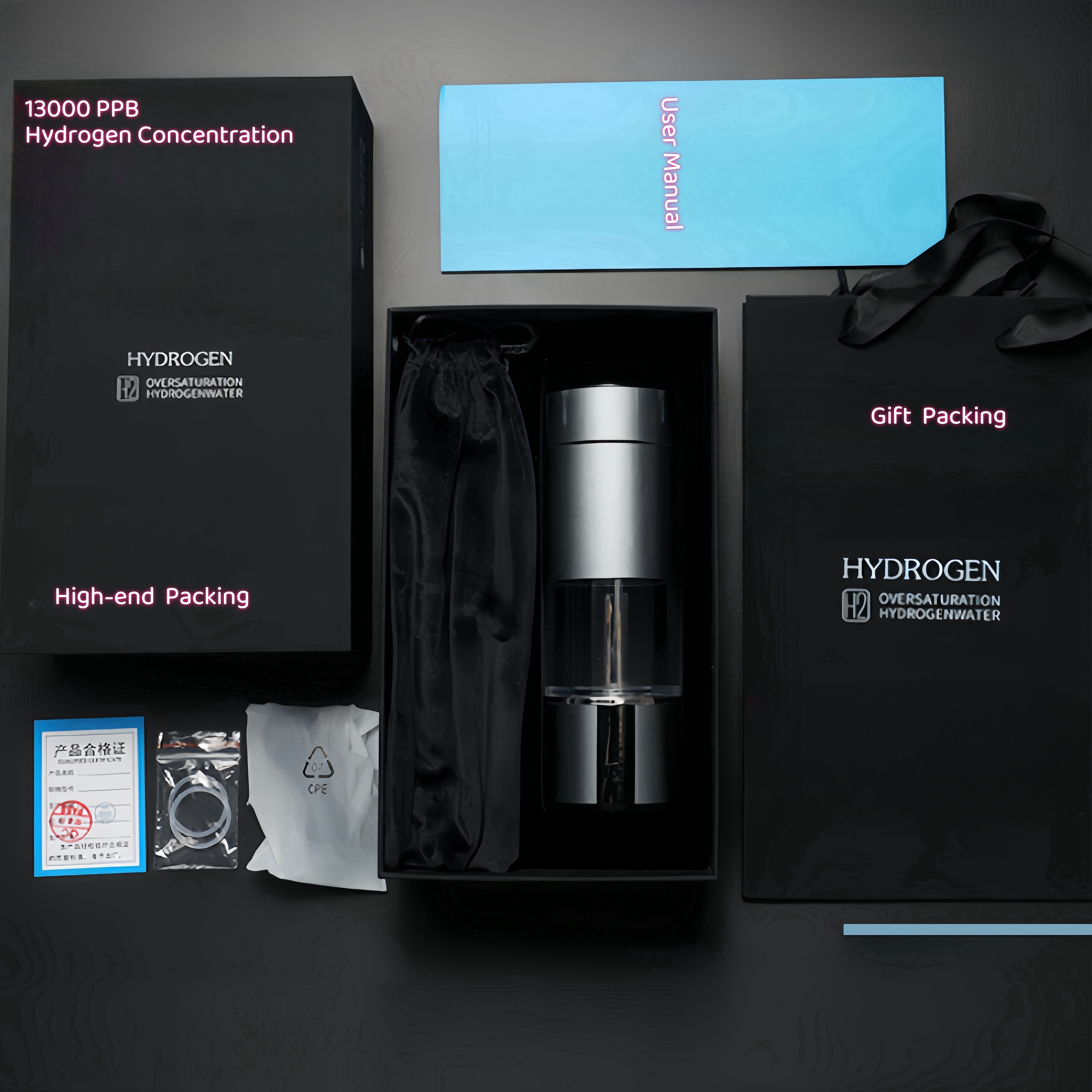 Ce Level Up Ozone And Chlorine Free H2 Water Bottle Hydrogen Health ...