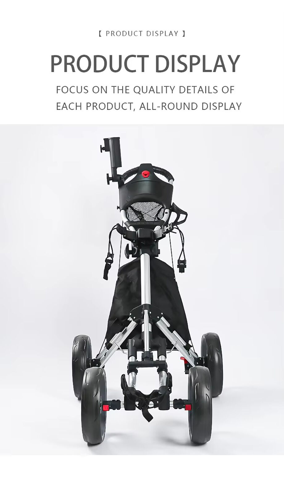 Hot Sale Foldable 4 Wheel Golf Push Cart Aluminum Silver Golf Trolley ...
