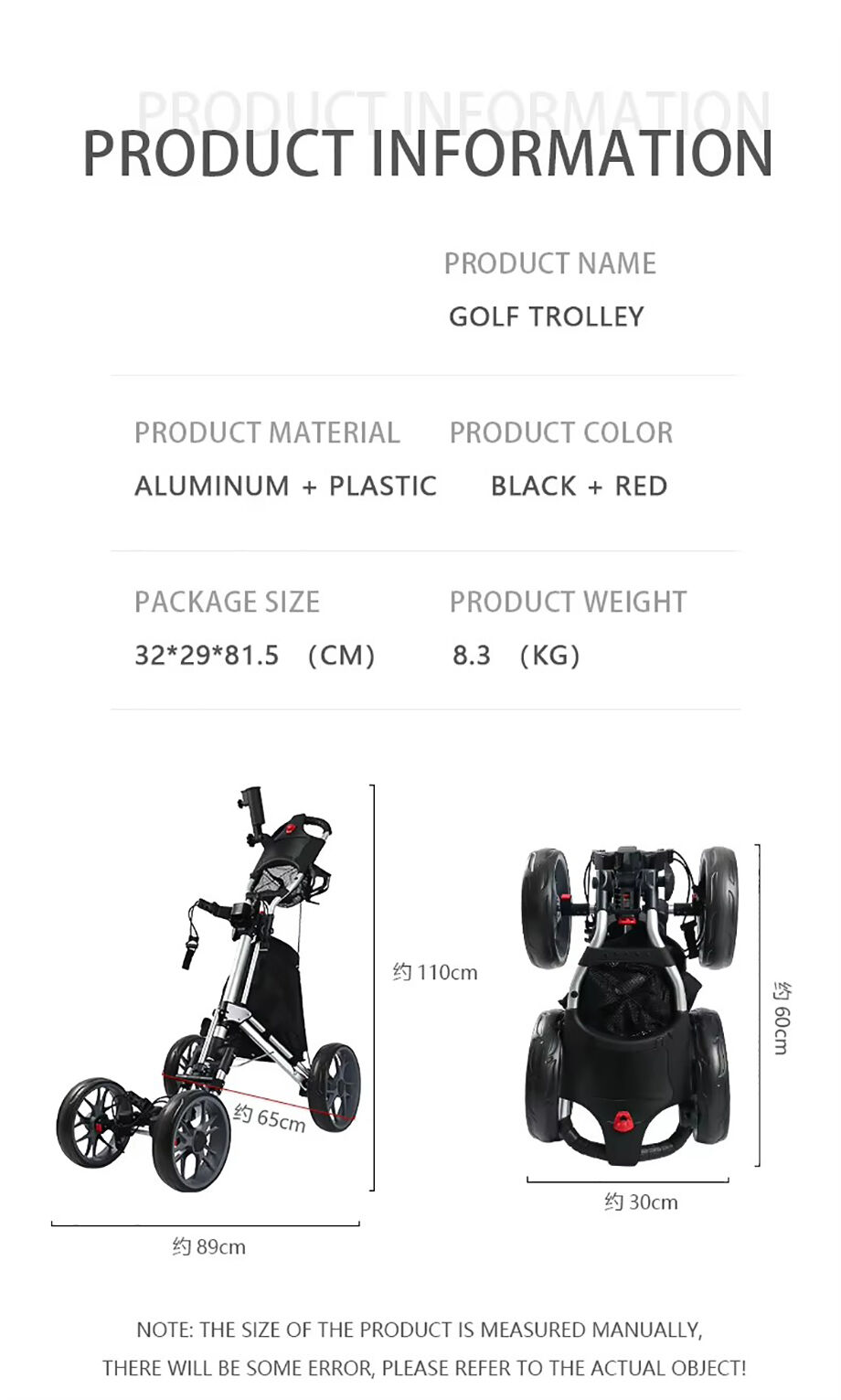 Hot Sale Foldable 4 Wheel Golf Push Cart Aluminum Silver Golf Trolley ...