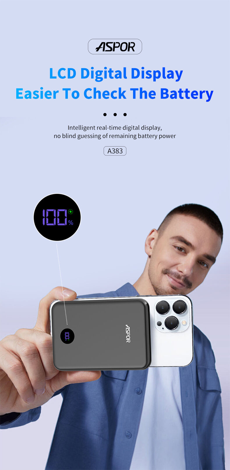 Aspor A385 Travel Charger 20w High Speed Power Bank 10000mah Dual Usb-c Magnetic Wireless ...