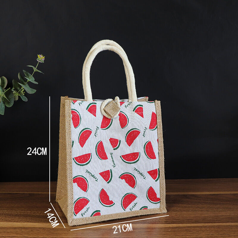 Portable Jute Bento Bag Lunch Box Jute Bag, Student Jute Grocery Bags Customized Jute And Canvas ...