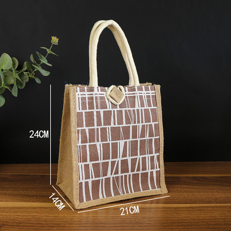 Portable Jute Bento Bag Lunch Box Jute Bag, Student Jute Grocery Bags Customized Jute And Canvas ...