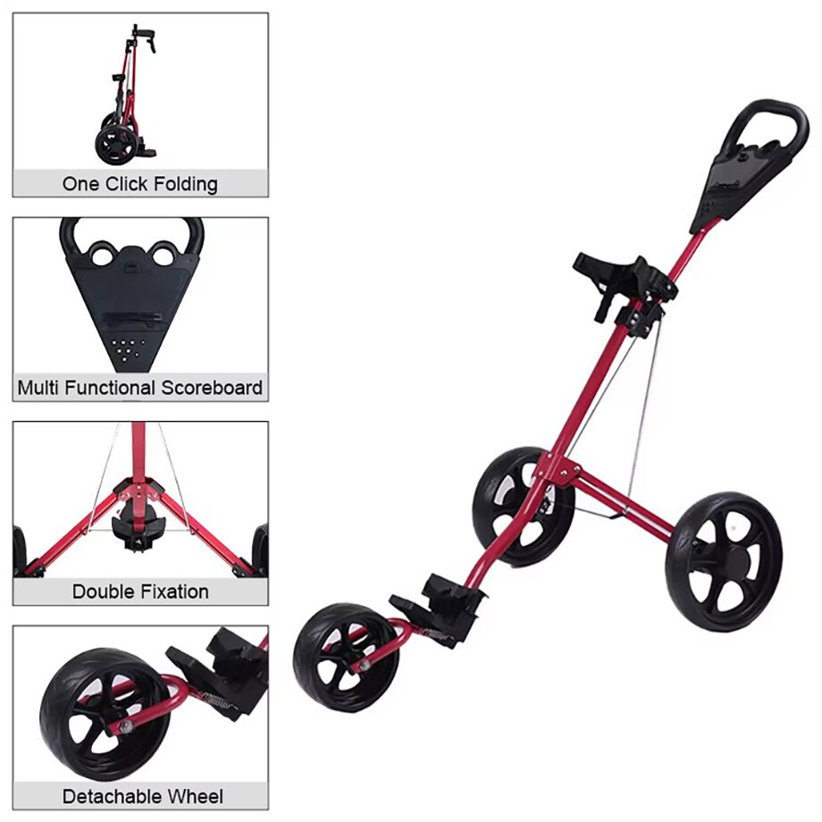 New Design Black Adjustable 3 Wheel Golf Trolley Aluminum Alloy Folding ...