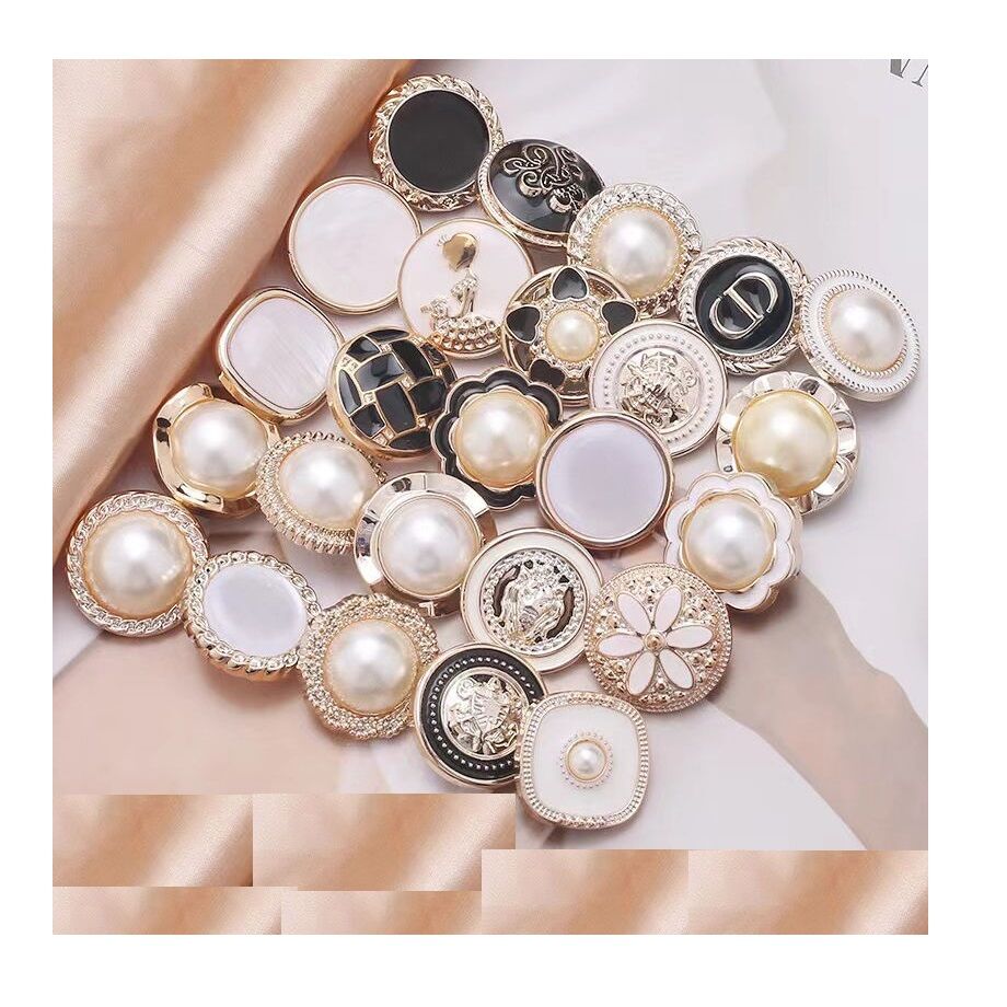 Oem Manufacturer Pearl Alloy Button Pearl Button Top Women's Cashmere Coat Button Sweater Round ...