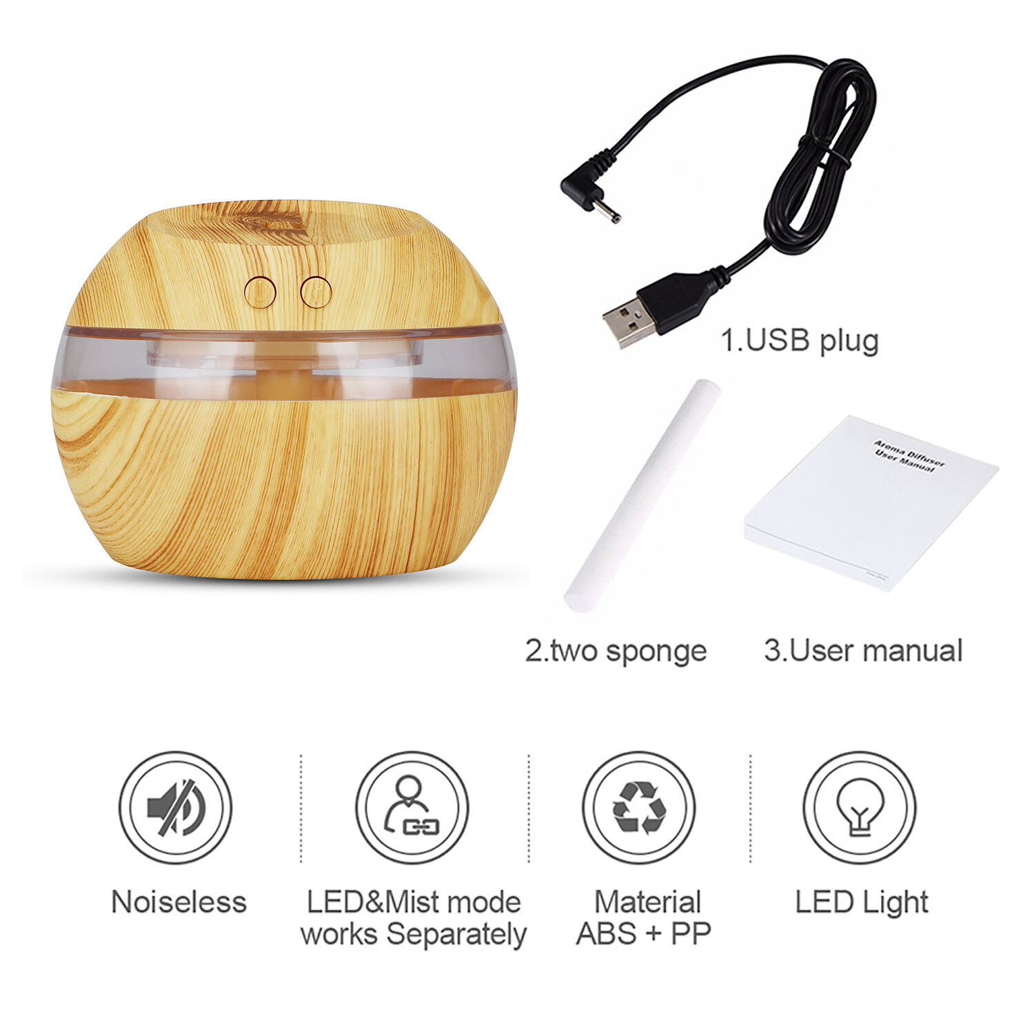 Manufacturer 300ml Mini Essential Oil Aroma Diffuser Wood Grain Humidifier 7 Led Light Air ...