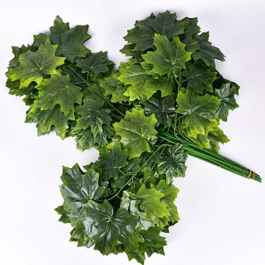 12pcs/set Simulation Maple Leaf Branch Artificial Fake Tree Branch ...
