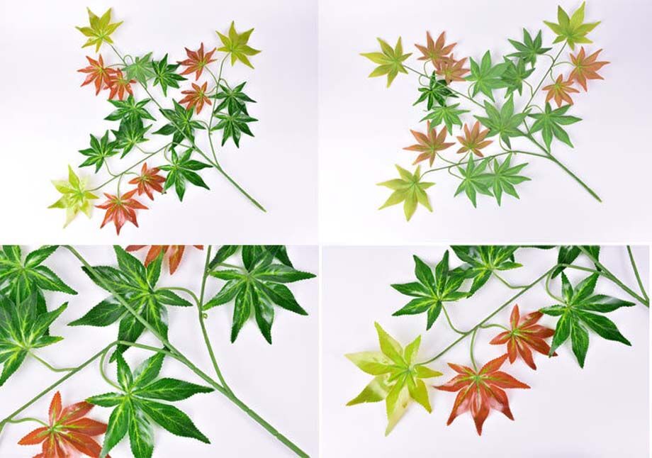 12pcs/set Simulation Maple Leaf Branch Artificial Fake Tree Branch ...